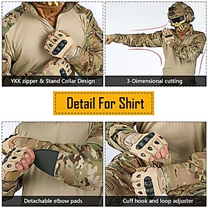 IDOGEAR Men G3 Assault Combat Uniform Set with Knee Pads Camo Camouflage Tactical Airsoft Hunting Paintball Gear (Camo, Small)