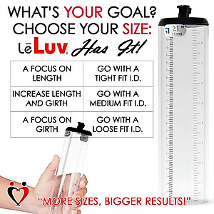 LeLuv 6mm Thick Walled Cylinder 2.1" x 9" for Penis Pumps, Seamless Untapered Clear Acrylic Adult Toy with Measurement Marks and Locking Vacuum Fitting