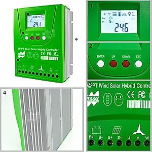 Mars Rock 2000w Regulator Max Wind 1000w Max Pv 1000w Mppt Wind Solar Hybrid Controller Bluetooth Android App