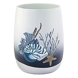 Avanti Linens - Wastebasket, Decorative Trash Can, Oceanscape Inspired Bathroom Decor (Blue Lagoon Collection)