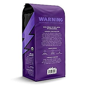 DEATH WISH COFFEE Whole Bean Espresso Roast - Extra Kick of Caffeine - Organic, Fair Trade, Strong Coffee Grounds from Arabica, Robusta Beans (1-Pack)