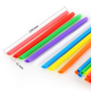 100Pcs Jumbo Smoothie Straws by WerkaSi, Multi Colors Straws, Wide Straws and Individually Wrapped Straws for Drinking, Milkshake(0.43inch, 9.45inch)