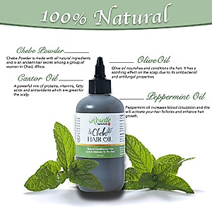Roselle Naturals Chebe Oil for Hair Growth Made in USA 8 Fl Oz - Chebe Powder Hair Oils for Hair Growth, Chebe Hair Oil, Chebe Hair Growth Oil, Chebe Hair Grease for Stronger, Longer, Thicker Hair