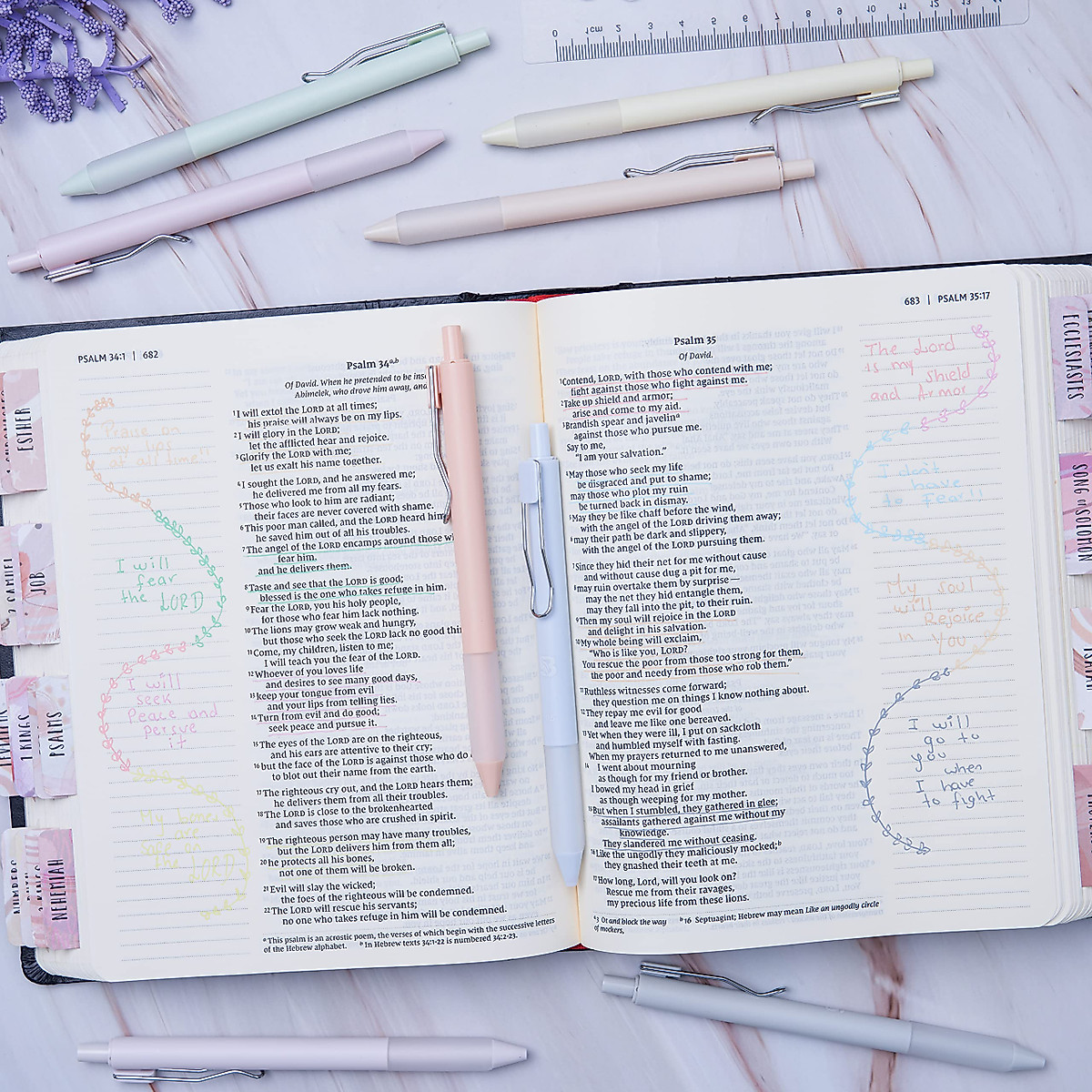 BLIEVE - Colored Gel Pens With Cool Matte Finish, Aesthetic and Cute Drawing Pens With Smooth Writing For Journaling And Bible Note Taking No Bleed Through, School Supplies (Pastel)