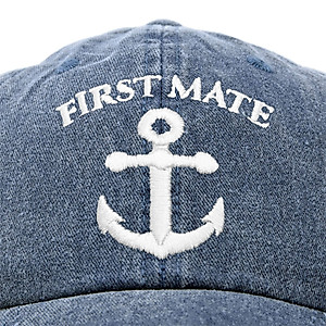 DALIX First Mate Hat Sailing Baseball Cap Sailor Gift Men Women Blue Vintage