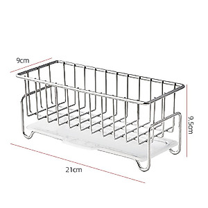 Sponge Holder Kitchen Sink Caddy Organizer,304 Stainless Steel Sink Soap Dispenser Caddy Rustproof Sink Rack Kitchen Sink Sponge Holder Soon Neat Sink Caddy Basket with Removable Divider Drain Tray