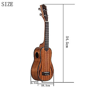 LMMDDP 21 Inches Ukulele Mahogany Wood Acoustic Guitar Mahogany Fingerboard Neck Hawaii 4 String Guitar