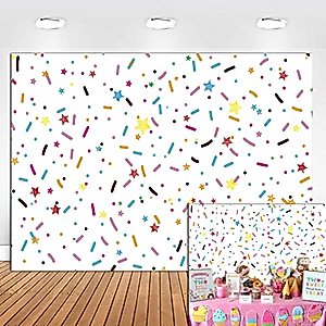 Sprinkle Photography Backdrop 7x5ft Colorful Confetti Donut Grow Up Photo Background for Donut Birthday Party Decoration Girls Baby Shower Cake Table Supplies