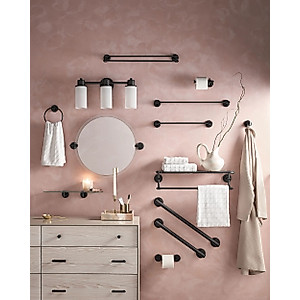 Moen Bathroom Safety 18-Inch Stainless Steel Modern Shower Grab Bar for Handicapped or Elderly, YG0718BL