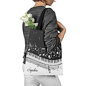Eiis Personalized Tote Bag Abstract Piano Music Canvas Shopping Travel Resusable Shoulder Tote Bag Handbag, One Size