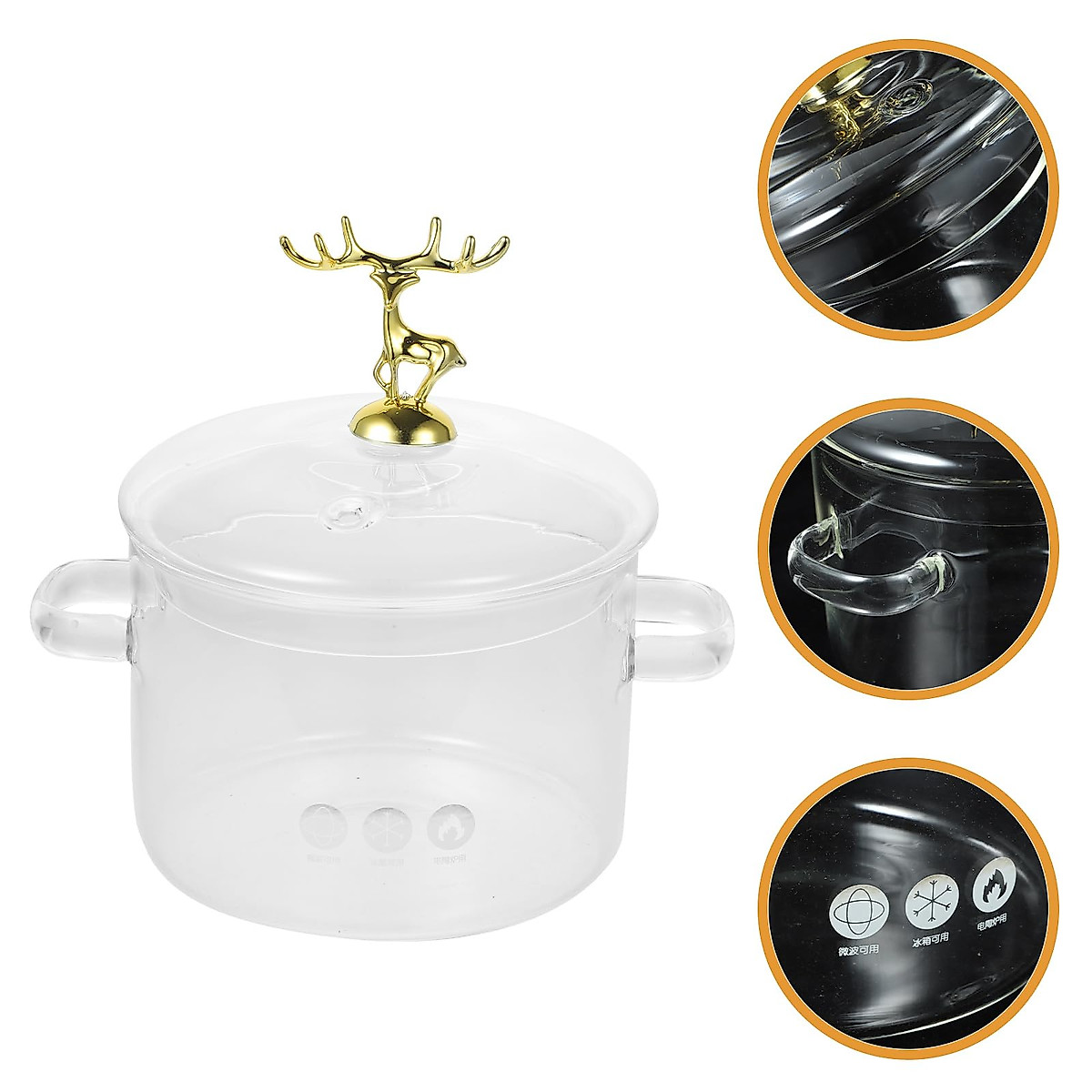 GANAZONO Glass Cooking Pot Clear Glass Saucepan Heat Resistant Borosilicate Glass Pot with Lid and Handle Stovetop Simmer Pot Potpourri for Ramen Noodle Soup Milk Vegetable