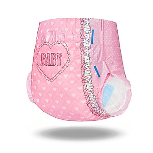 Littleforbig Printed Adult Brief Diapers 80 Pieces (8 Packs) - Blushing Baby(L)