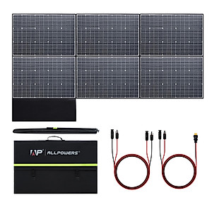ALLPOWERS SP039 600W Monocrystalline Portable Solar Panel Waterproof IP67 RV Solar Panel Kit with 44V Output Foldable Solar Charger for Outdoor Adventures Power Outage Solar Generator
