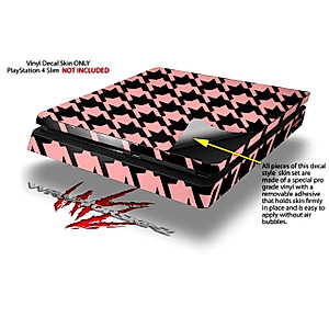 Vinyl Decal Skin Wrap compatible with Sony PlayStation 4 Slim Console Houndstooth Pink on Black (PS4 NOT INCLUDED)