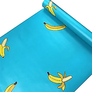HOYOYO 17.8 x 78 Inches Self-Adhesive Shelf Liner, Self Adhesive Dresser Drawer Paper Wall Sticket Home Decoration,Blue Banana for Kids