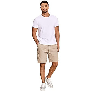 COOFANDY Men's Cargo Shorts Elastic Waist Relaxed Fit Cotton Casual Outdoor Lightweight Work Shorts with Multi Pockets