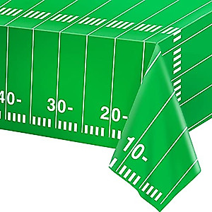 UNIIDECO 2 Pieces 54”x108” Football Tablecloth, Soccer Themed Plastic Table Cover, First Down Football Birthday Party Gender Reveal Decoration Supplies