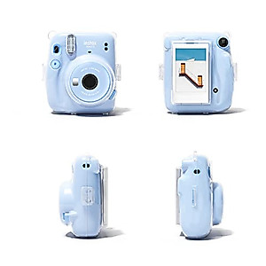 Leonuliy Mini 11 Protective Case, Film Storing Box, Removable Shoulder Strap for Fujifilm Instax Mini 11 Instant Camera, Hard PVC, Clear.
