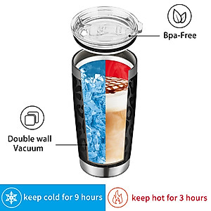 CIVAGO 20oz Insulated Stainless Steel Tumbler, Coffee Tumbler with Lid and Straw, Double Wall Vacuum Travel Coffee Mug, Powder Coated Tumbler Cup for Hot and Cold Drinks (Black Leopard, 1 Pack)