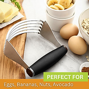 Spring Chef Dough Blender For Baking, Heavy Duty Dough Cutter Tool, Stainless Steel Pastry Cutter Tool with Sharp Blades, Dough Mixer, Pastry Blender for Easy Mixing, Dishwasher Safe - XL Size - Black