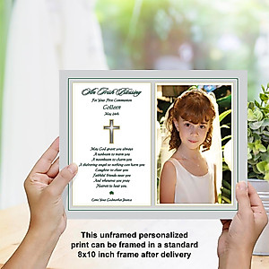Poetry Gifts First Communion for Girl or Boy, Irish Blessing 8x10 Inch Print Personalized with Name and Photo You Add
