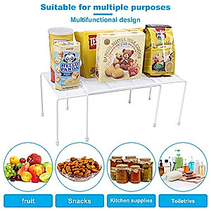 yaenoei Expandable Stackable Kitchen Cabinet and Counter Shelf Organizer,Kitchen Shelves, Cabinet Organization,White