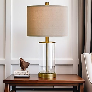 USumkky 20'' Glass Table Lamps Set of 2 for Bedroom Living Room,Gold Glass Bedside Lamps for Nightstands with USB Ports and AC Outlets(Bulbs not Included)