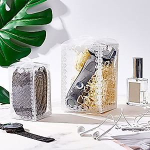 BENECREAT 24PCS 3.5x3.5x5.5 Clear Wedding Favour Boxes with Bowknot Pattern Rectangle PVC Transparent Gift Boxes for Candy Chocolate Wrapping