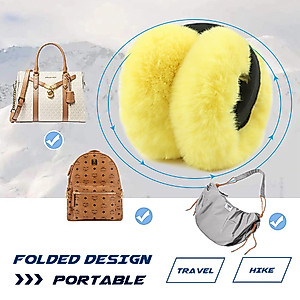 Peecabe Winter Women Earmuffs Faux Fur Girls Ear muffs Warm Unisex Kids Ear Covers Foldable Outdoor Boys Ear Warmers for Women (Yellow)