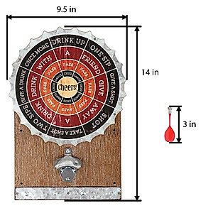 Lily’s Home Magnetic Dart Board Drinking Game with Wall Mount Beer Bottle Opener