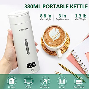 Portable Electric Kettle Small Mini Coffee Tea Kettle, Personal Fast Water Boiler with 4 Variable Presets Temperature, 304 Stainless Steel with Auto Shut-Off & Boil Dry Protection, BPA Free (White)