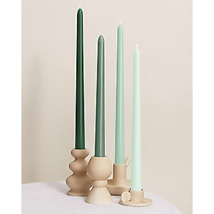 Viyffo Taper Candles 12 Inch Green Set of 4 Unscented, Dripless, Smokeless Long Tall Tapered Candlesticks Wedding Home Decor Dinner Natural Color Series