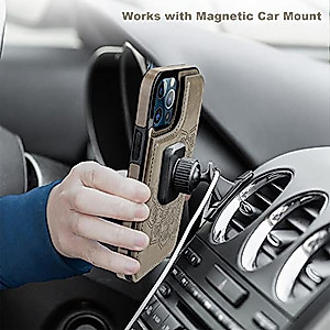 Vaburs Compatible with iPhone 13 Pro Max Case Wallet with Card Holder, Embossed Mandala Pattern Flower PU Leather Double Buttons Flip Shockproof Cover for Magnetic Car Mount 6.7 Inch (Gray)