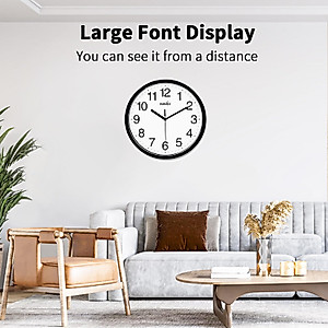 Yoobure 10 Inch Silent Quartz Decorative Wall Clock Non-Ticking Classic Digital Clock Battery Operated Round Easy to Read Home/Office/School Clock