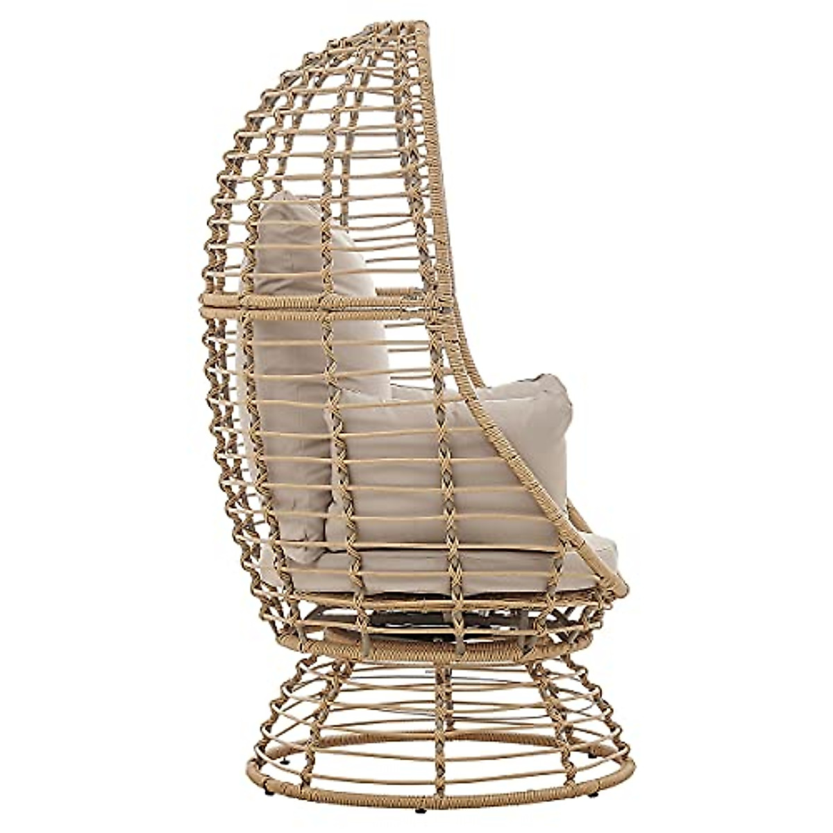 Barton Oversized Egg Style Wicker Chair w/Canopy & 4 Cushions Swivel Outdoor Patio Lounge Basket
