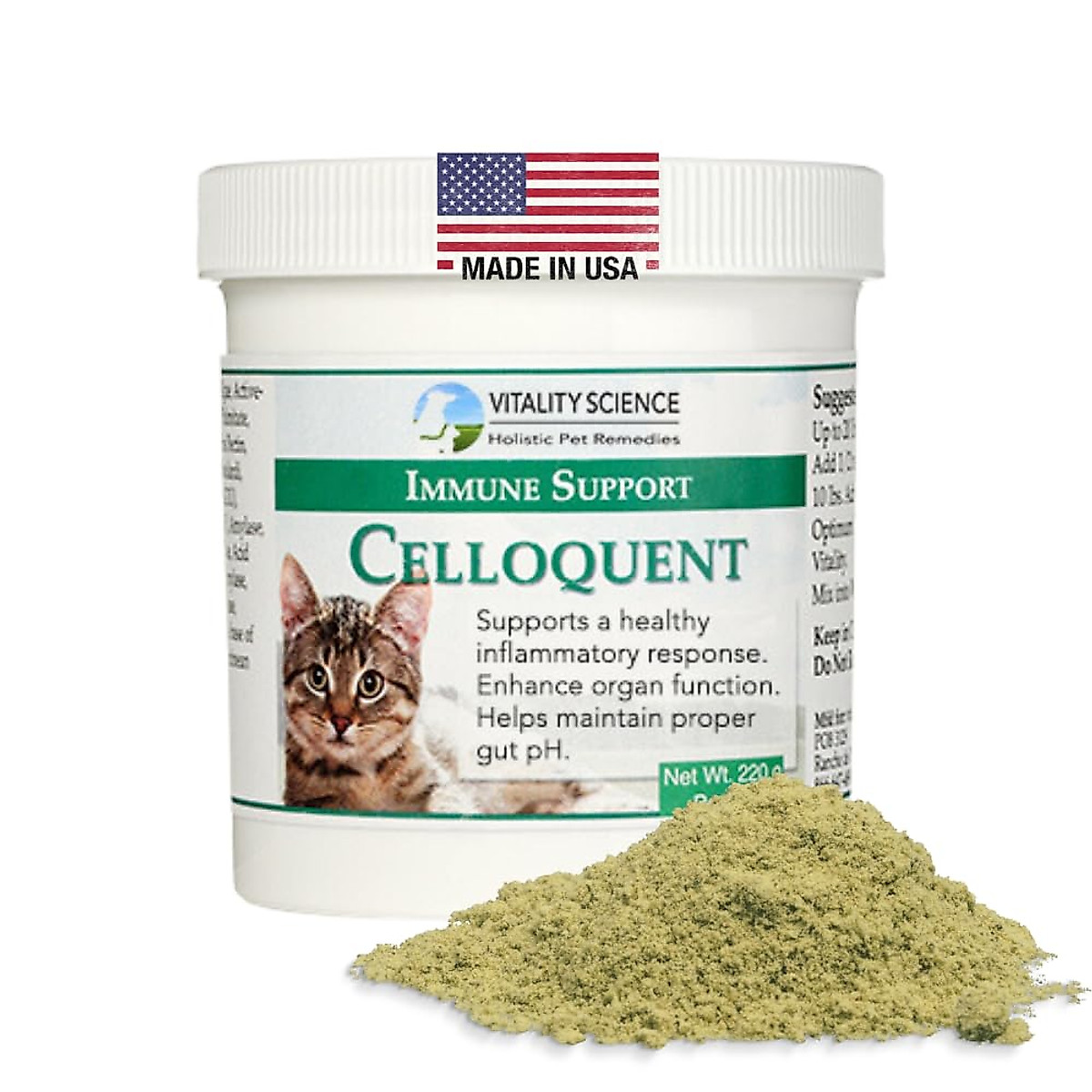 Vitality Science Celloquent for Cats | Enhanced Immune Support Formula | Maintains Proper Gut pH | Boosts Organ Function | Aids Cleansing and Healthy Inflammatory Response