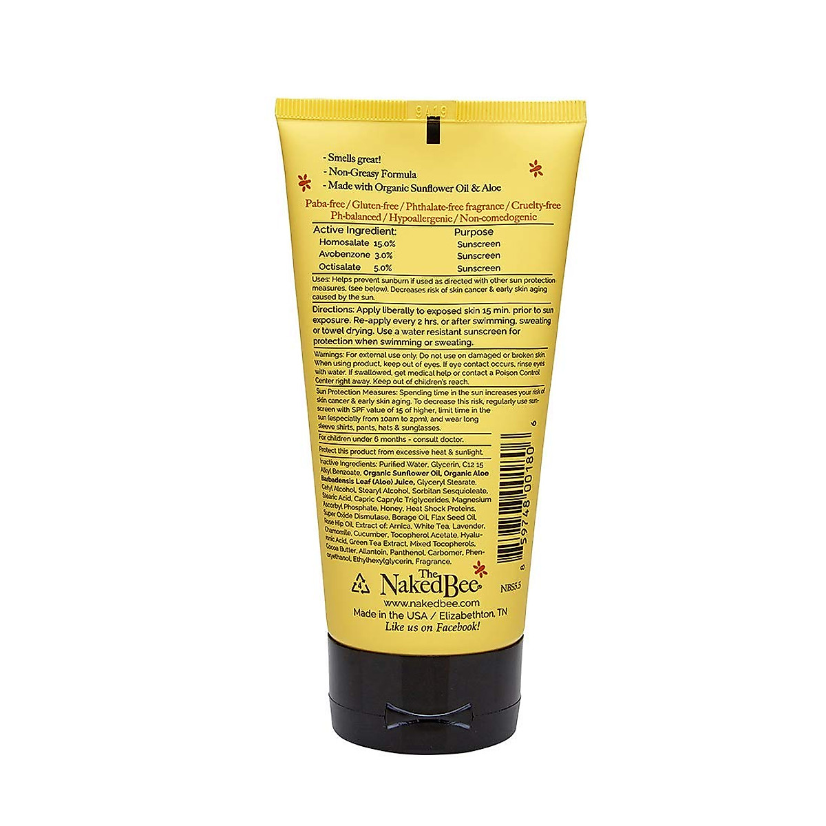 The Naked Bee Vitamin C Face & Body Sunscreen Protection (5.5 Oz) - Suncreen Moisturizing Vitamin C Cream - Sunblock - Sunflower Oil & Aloe with Spf 30