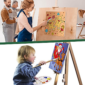 Cholemy 12 Set Christmas Pre Drawn Canvas for Painting 10 x 10 Inch Xmas Trees Santa Snowman Canvas Boards with 12 Acrylic Paints and 12 Paintbrushes for Adults DIY Art Paint Supplies, 12 Styles