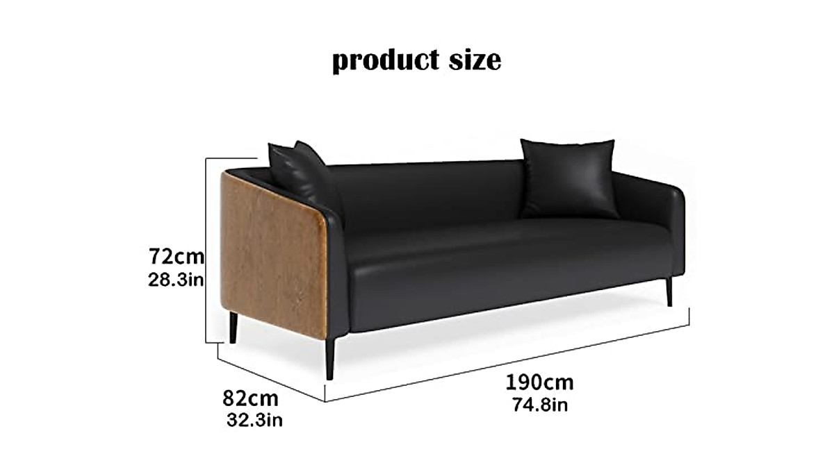 Sofa Couch Living Room Sofa with Throw Pillows Modern Faux Leather ...