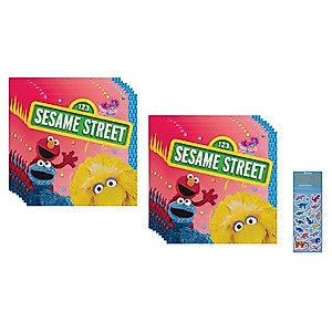 Sesame Street Birthday Party Supplies Bundle Pack includes 32 Napkins and 1 Dinosaur Sticker Sheet
