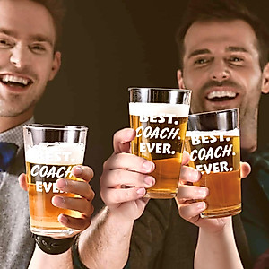 Futtumy Best Coach Ever, 15 Oz Beer Glasses, Coach Gifts for Men, Basketball Coach Gifts, Baseball Coach Gifts, Best Coach Gifts for Football Soccer Softball Volleyball, Beer Gifts for Coach