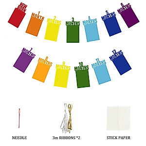 1st Birthday Banner for Boys Girls Party Decoration, Custom Banner for Baby with Photo from Newborn to 12 Months, Monthly Milestone Photograph for First Birthday Party