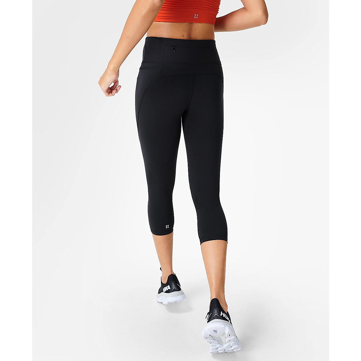 Sweaty Betty Womens Bum Sculpting Power Cropped Workout Leggings with Side and Back Pocket Size S Black