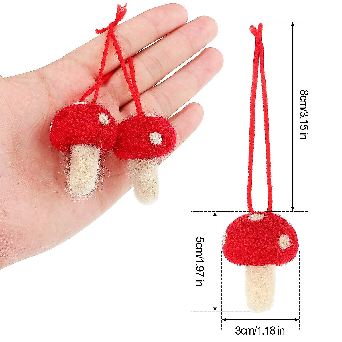 Felt Mushroom Christmas Mushroom Decorations Xmas Hanging Ornament Christmas Tree Ornament Decorations for Wedding Holiday(12 Pieces)