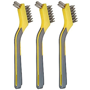 Amazon Basics Stainless Steel Mini Brushes, Soft Grip, 3-Pack, Black & Yellow