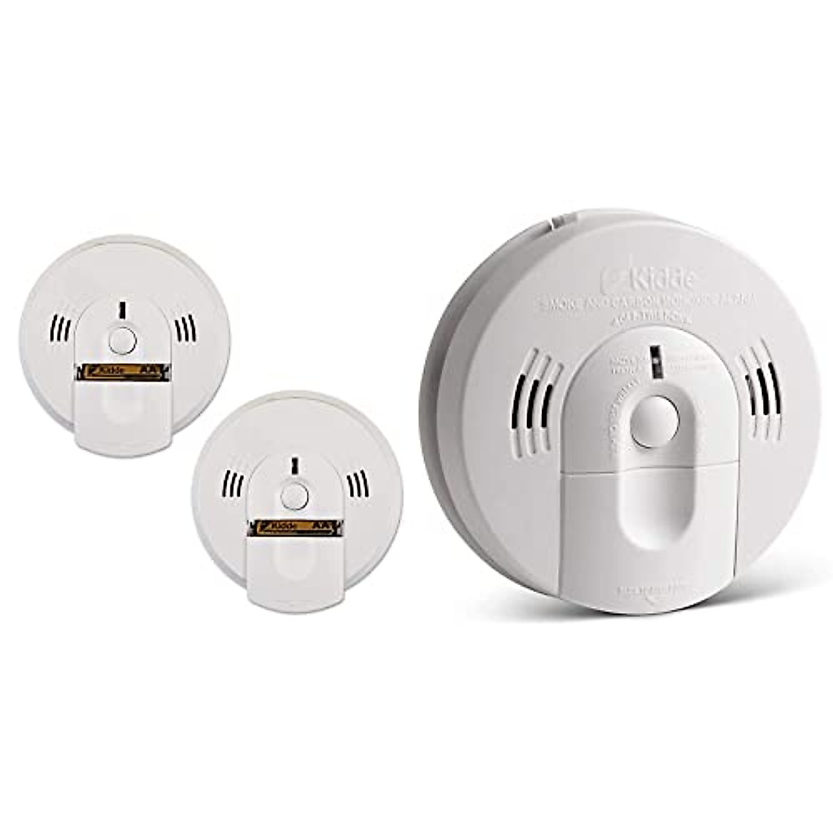 Kidde KN-COSM-BA Battery-Operated Combination Carbon Monoxide and Smoke Alarm, Voice Alert, Pack of 2 & Smoke & Carbon Monoxide Detector, Battery Powered, Combination Smoke & CO Alarm, Voice Alert