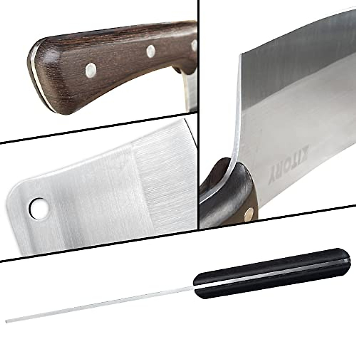 Kitory Meat Cleaver Knife 7'' Heavy Duty Meat Chopper Butcher Knife Bone Cutter Bone Chopping Knife - Full Tang 7CR17MOV High Carbon Stainless Steel - Wenge Wood Handle