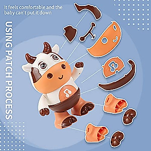 Qiopertar Electric Dazzling Dance Mini Robot Light Music Dance Rotating Robot Children's Toy Baby Cow Musical Toys Christmas Birthday Gift for Kids Boys Girls