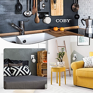 Coby WiFi Wall Mount Holder Compatible for Google Home, Black - Secures Routers to Wall Outlets, Hides Cable for Wall Cable Management - Attach, Power & Charge - Easy Install, Non-Slip Grip