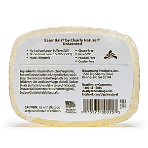 Clearly Natural Glycerin Bar Soap, Unscented,4 Ounce (Pack of 6)